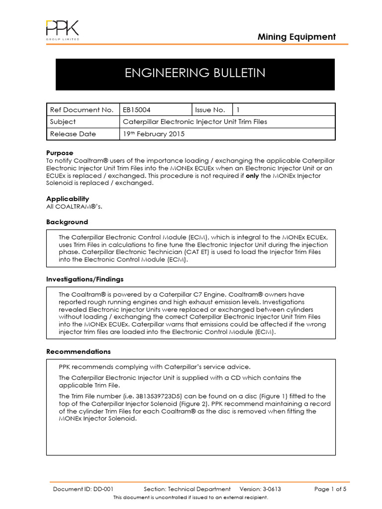 EB15004 Caterpillar Electronic Injector Unit Trim Files | PDF | Fuel ...