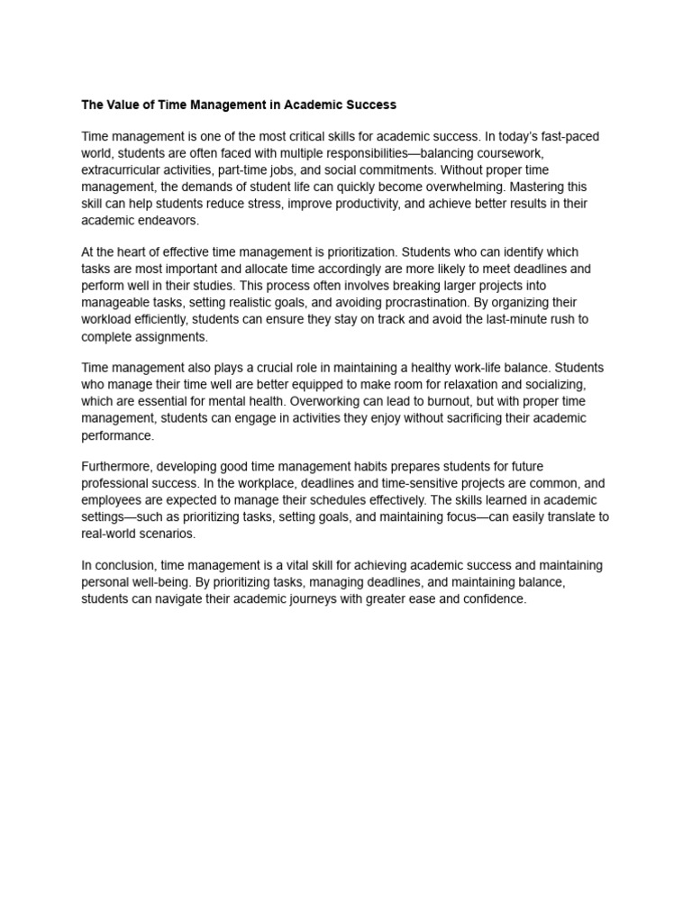 Time Management for Academic Success | PDF