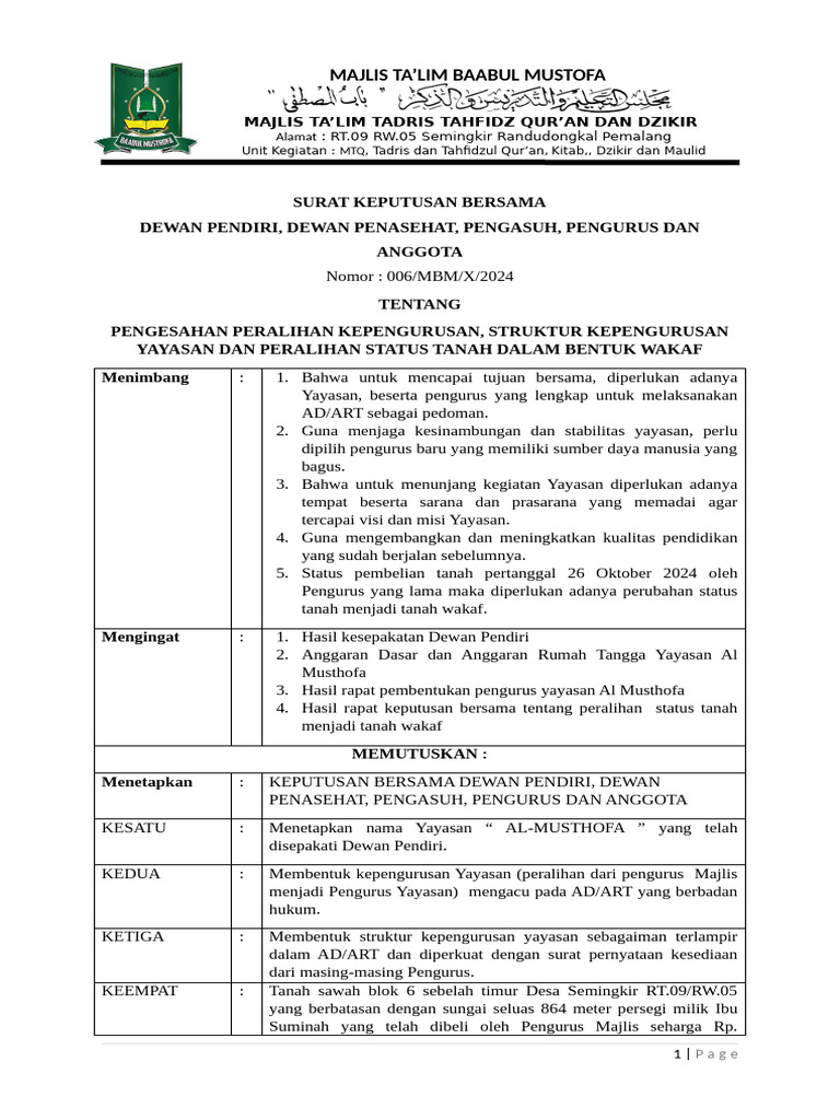 Surat Keputusan Bersama | PDF