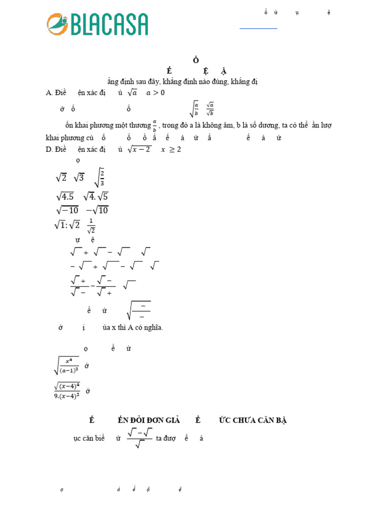 Buoi 4 Bien Doi Don Gian Bieu Thuc Chua Can Thuc Bac Hai Ly Thuyet Va Bai Tap | PDF