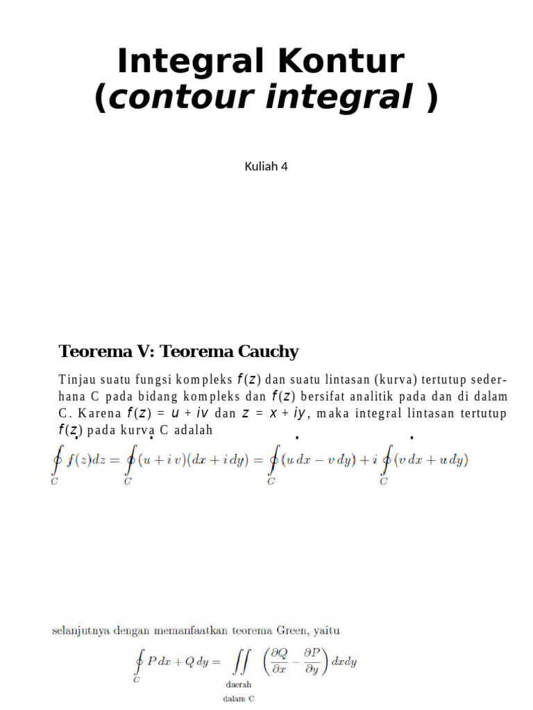 Kuliah 4. Integral Kontur 1 | PDF