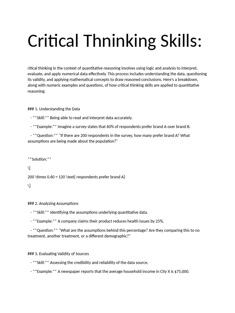 Critical Thninking Skills | PDF | Critical Thinking | Survey Methodology