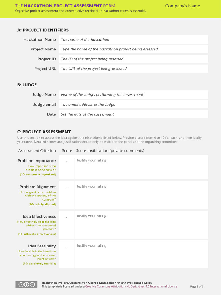 The Innovation Mode Hackathon Project Assessment | PDF