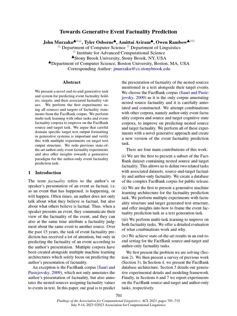 Event factuality prediction paper | PDF | Databases | Annotation