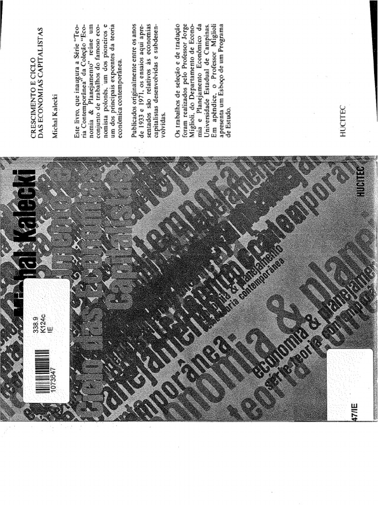 KALECKI Michal 1977 Crescimento e Ciclo Das Economias Capitalistas | PDF