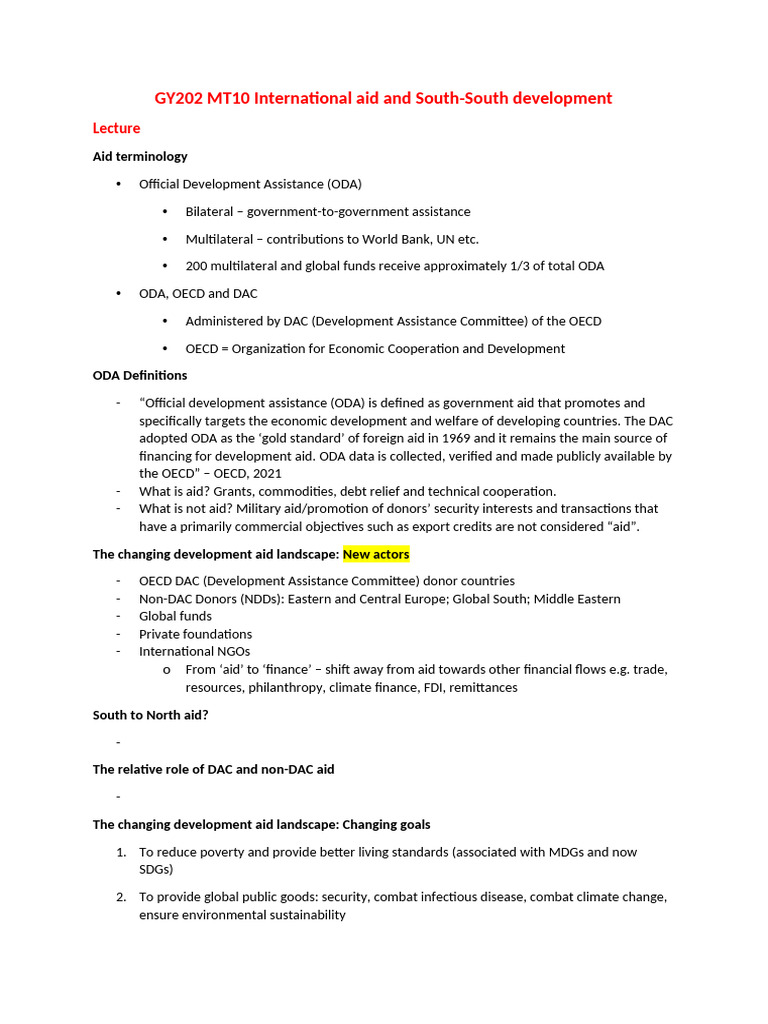 GY202 MT10 International Aid and South-South Dev | PDF | Official ...