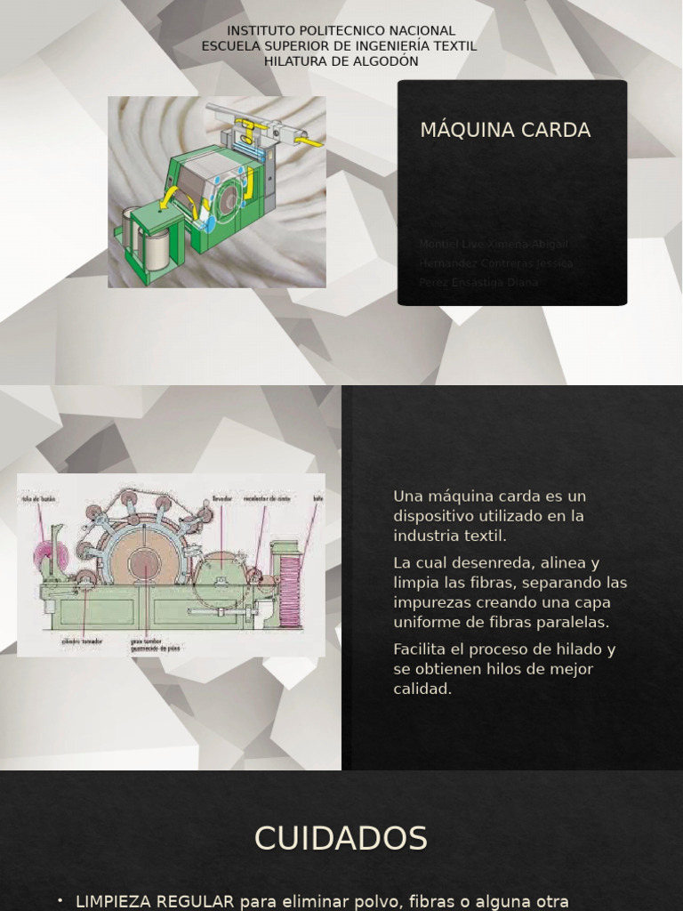 Funciones y Mantenimiento de la Carda | PDF | Lubricante | Materiales