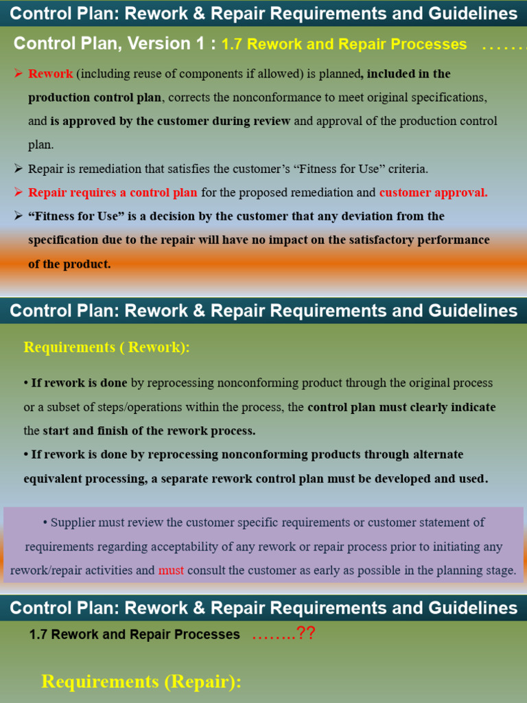 Rework and Repair Control Guidelines | PDF | Lean Manufacturing ...