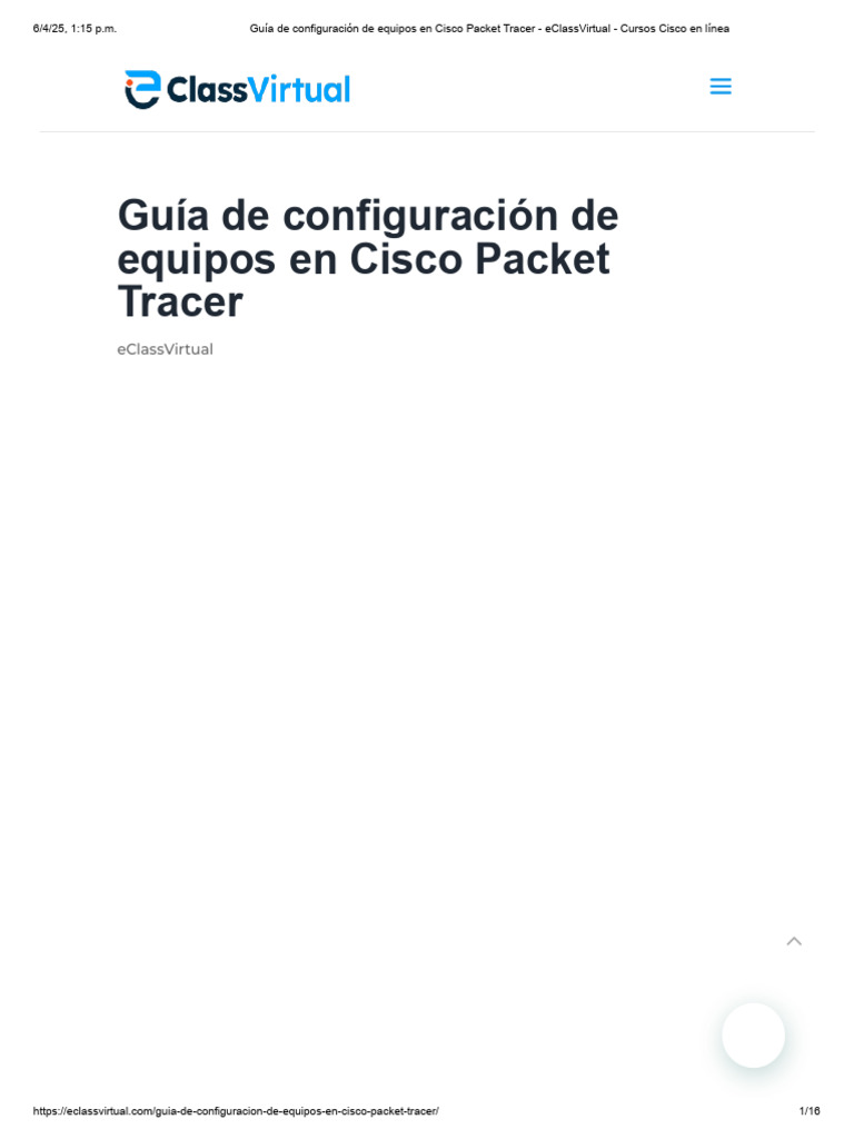 Guía de Configuración de Equipos en Cisco Packet Tracer - eClassVirtual - Cursos Cisco en Línea ...