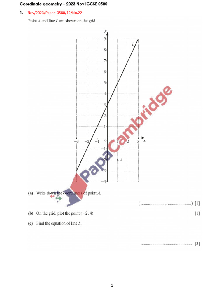 2023N Coordinate Geometry IGCSE 0580 Math | PDF