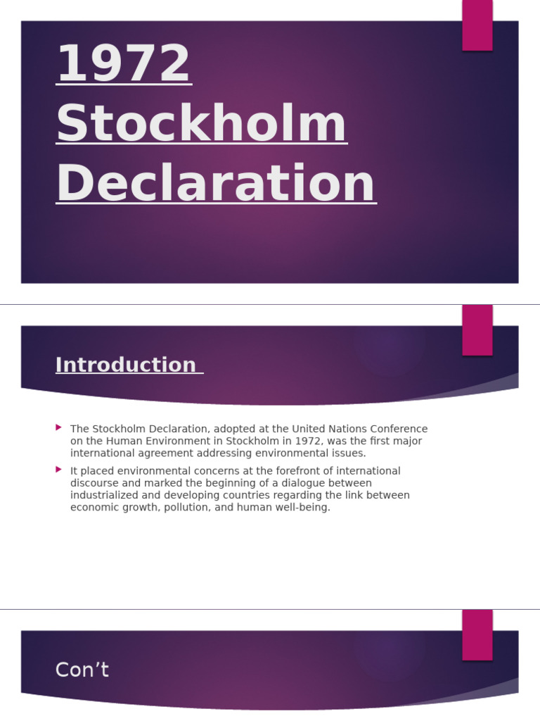 1972 Stockholm Declaration | PDF | Sustainability | Sustainable Development