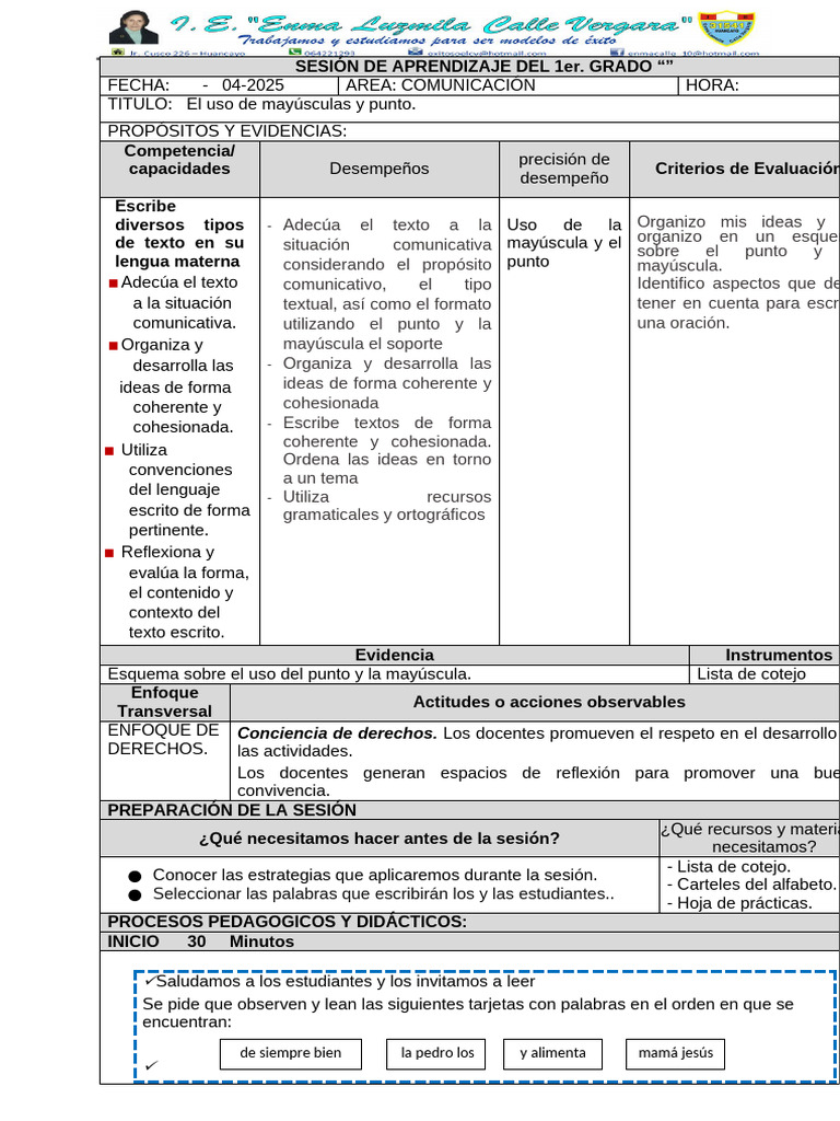USO DE LA MAYUSCULA Y EL PUNTO | PDF | Enseñando | Comunicación