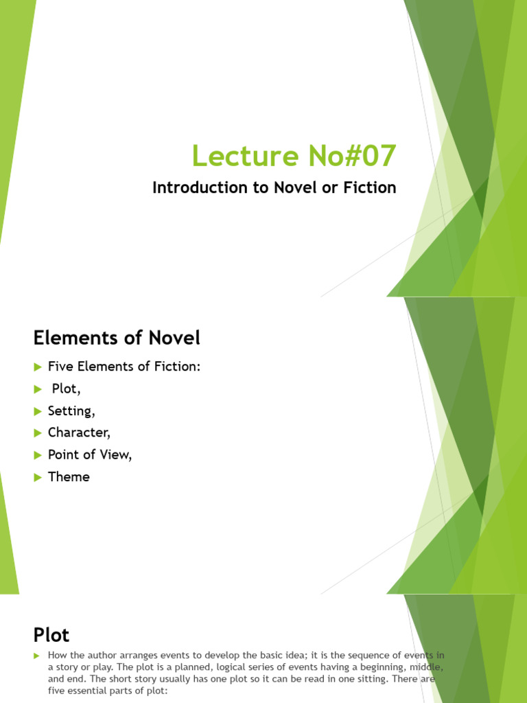Lecture No# 07 Introduction to Novel or Fiction | PDF | Plot (Narrative) | Narration