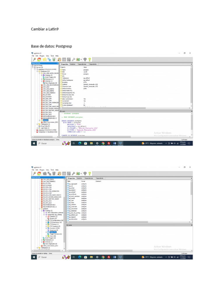 Configuración de Encoding en Postgres | PDF