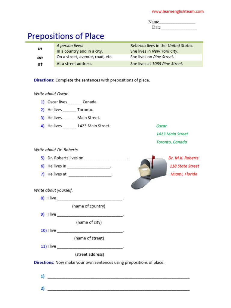 Prepositions of Place Worksheet | PDF | Language Mechanics | Languages