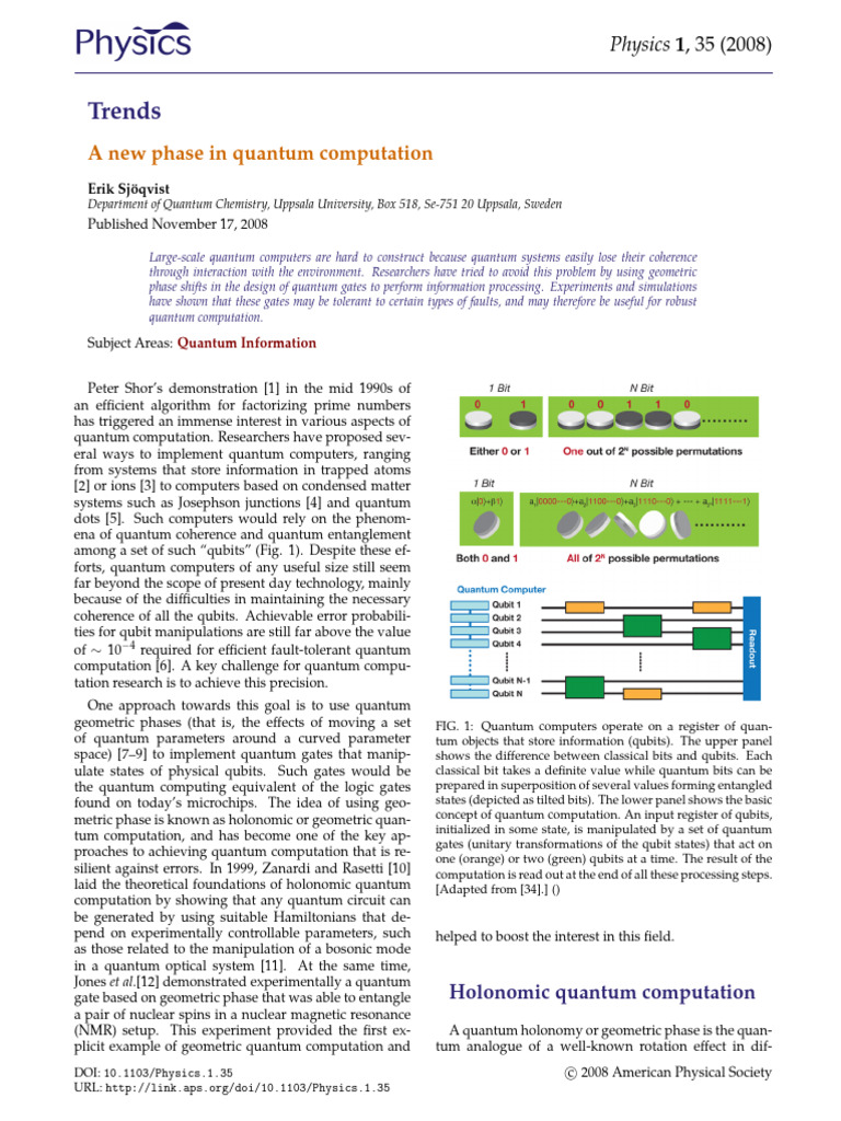 A New Phase in Quantum Computation | PDF | Quantum Computing | Spin ...