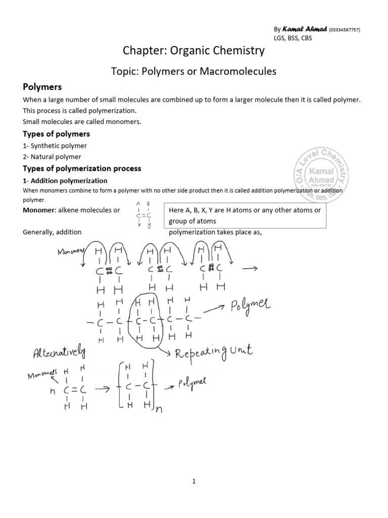 Organic Chemistry Polymers OL Notes | PDF | Polymers | Nylon