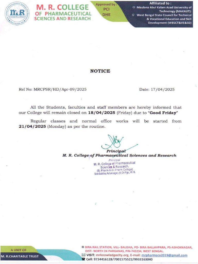 Holiday Notice | PDF