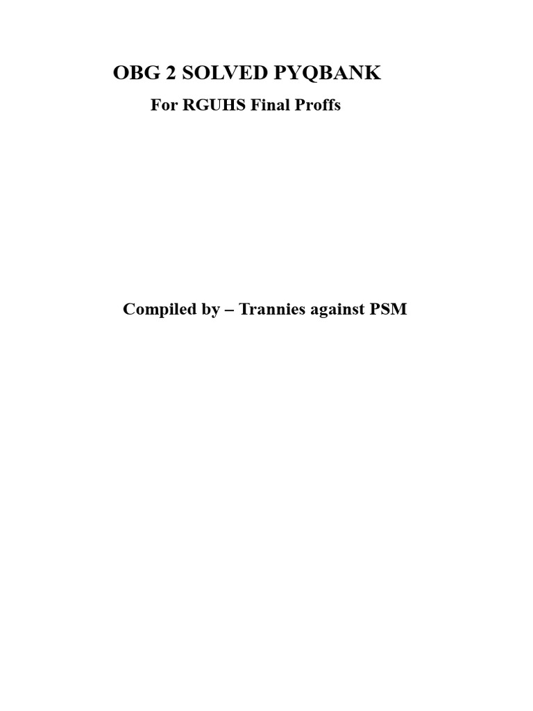 OBG 2 Solved PYQBank | PDF | Cervical Cancer | Polycystic Ovary Syndrome