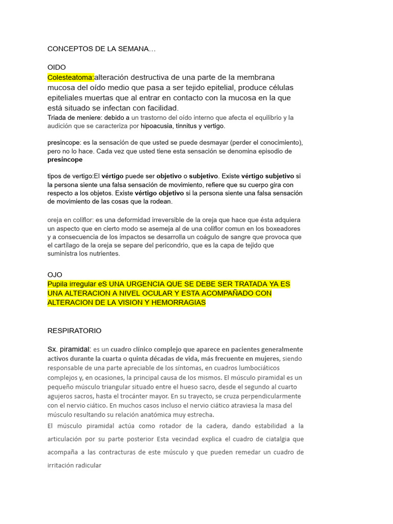 trabajo semio | PDF | Vértigo | Pulmón