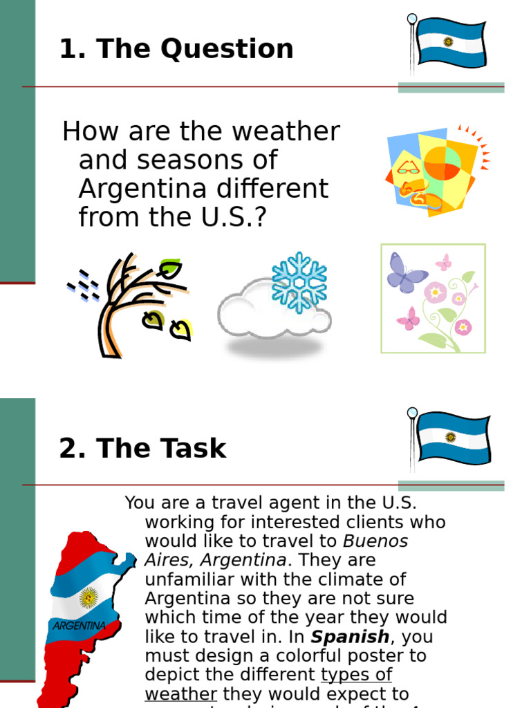 Argentina Weather Seasons Spanish Project Webquest | PDF
