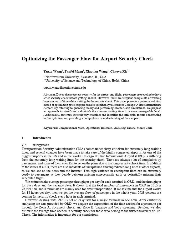 Optimizing The Passenger Flow For Airport Security Check | PDF | Normal ...