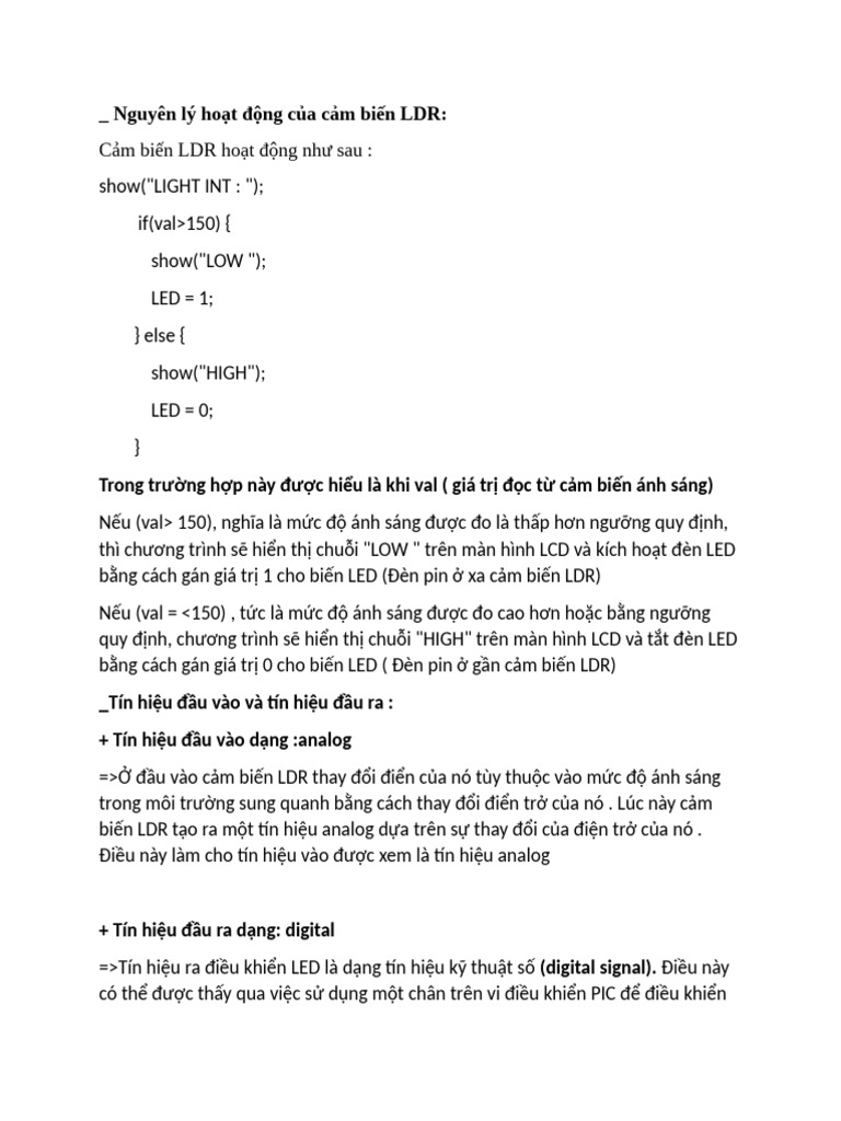 Nguyên lý hoạt động của cảm biến LDR | PDF
