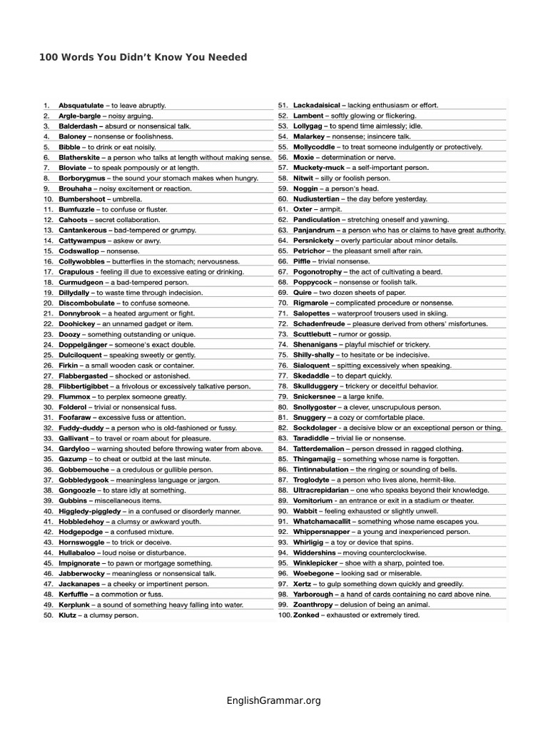 100 Words You Didn’ T Know You Needed | PDF