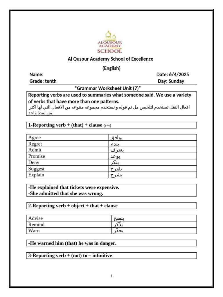 عاشر unit 7 2⁩ | PDF | Verb | Grammar