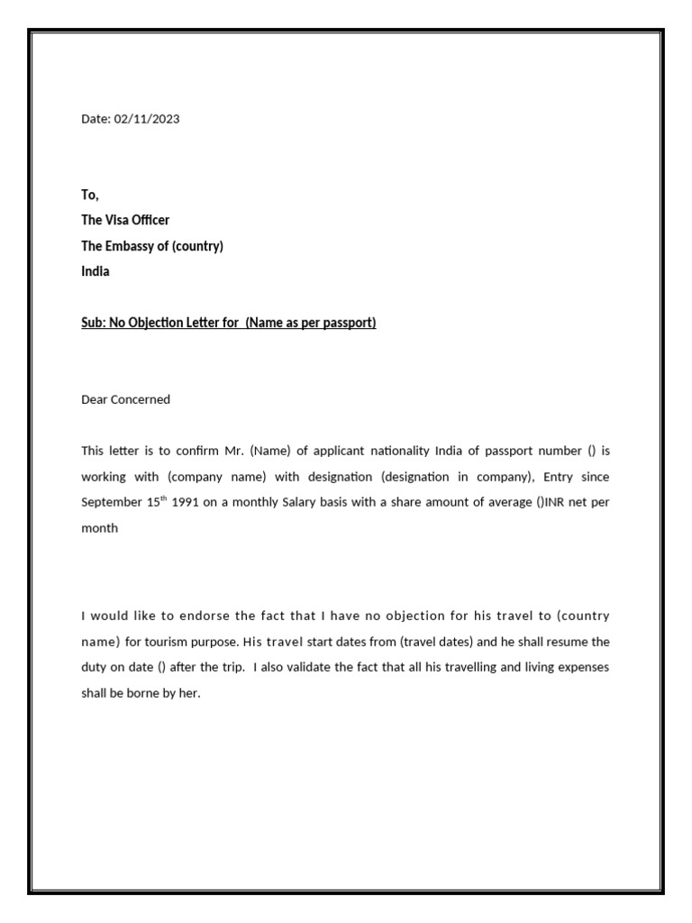 NOC Format (1) | PDF