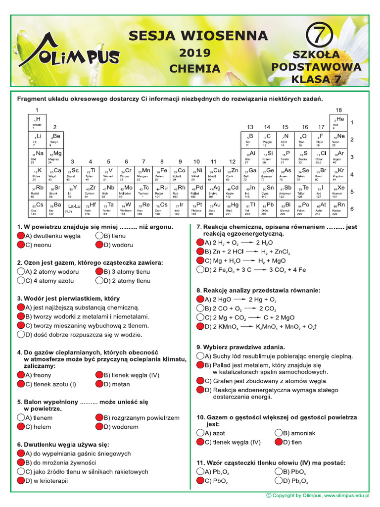 Sesja Wiosenna - C7 - 2019 - Klucz | PDF