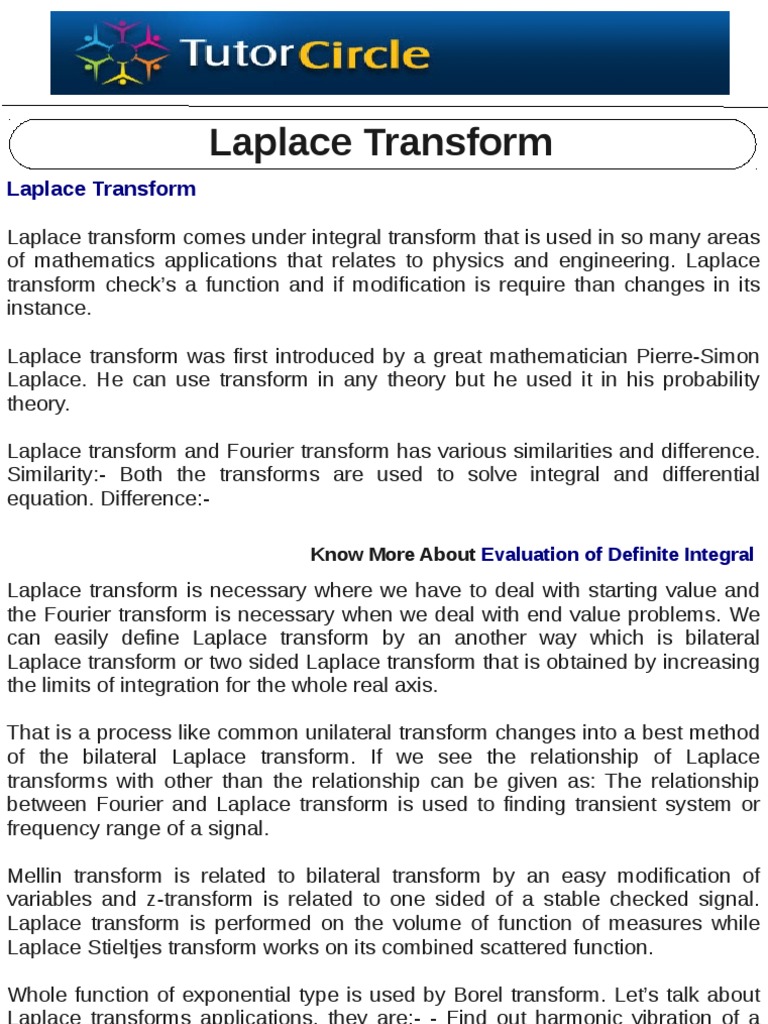 Differences Between Laplace and Fourier Transforms | PDF | Science ...