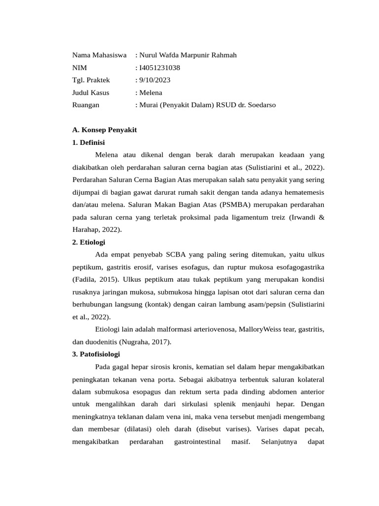 Laporan Pendahuluan Melena KMB | PDF