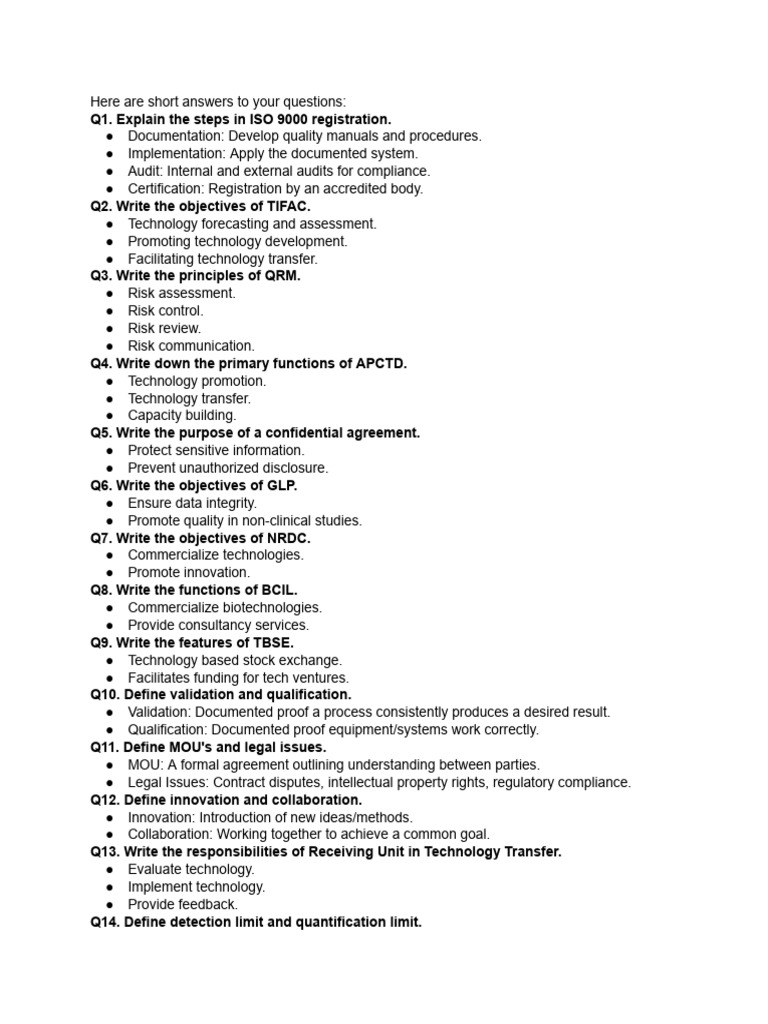 2marks - Questions Answers I'm Short - Q1. Explain ... | PDF | Clinical Trial | Detection Limit