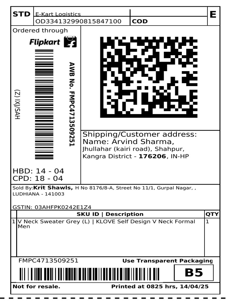 Flipkart Labels 14 Apr 2025 08 25 | PDF | Invoice | Payments