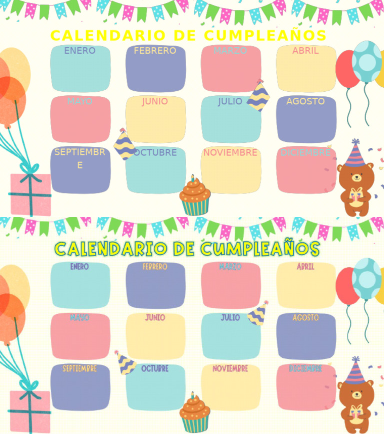 Calendario de Cumpleaños Infantil | PDF