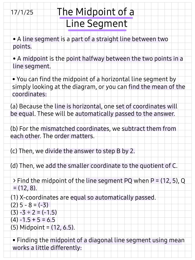 The Midpoint of A Line Segment | PDF