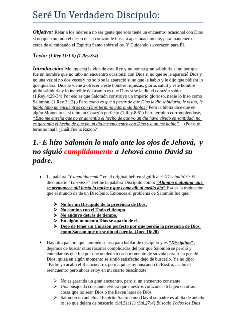Sere Un Verdadero Dicipulo | PDF | Solomons | espíritu Santo