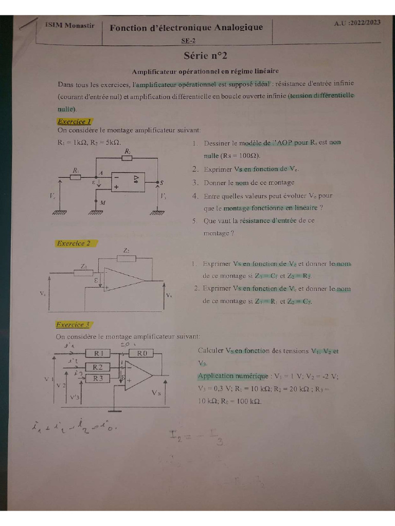 Analogique td2 | PDF