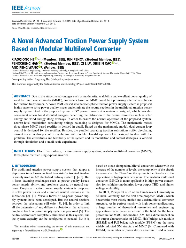 Advanced MMC Traction Power Supply System | PDF | Power Inverter ...