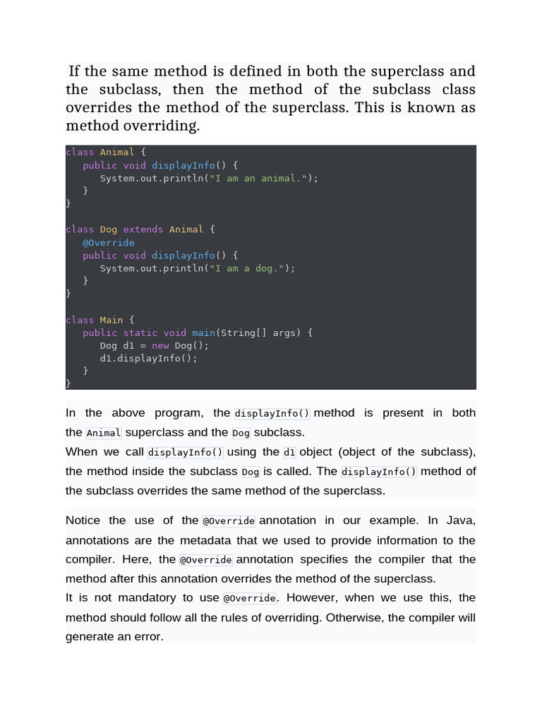 Overridding Overloading Pdf Method Computer Programming Inheritance Object Oriented