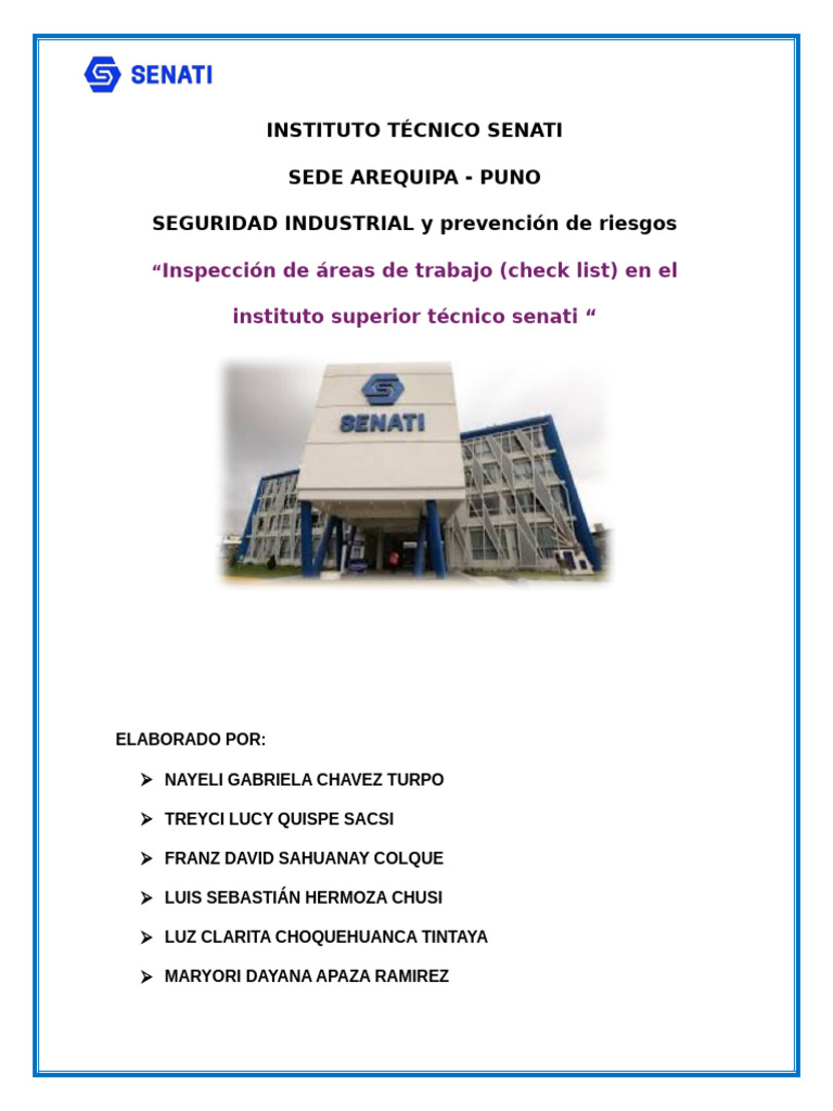 INFORME Senati | PDF | Seguridad y salud ocupacional | Valores