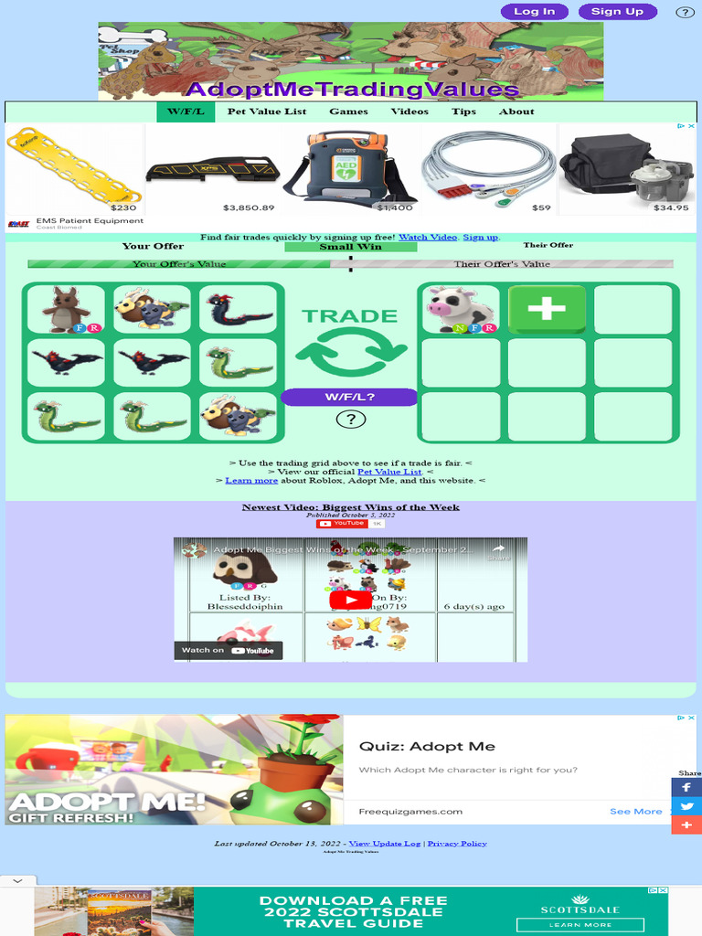 Roblox Adopt Me Trading Values - Win Fair Lose WFL | PDF