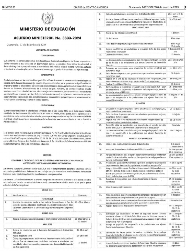 Calendario Privados - Plan - Internacional | PDF