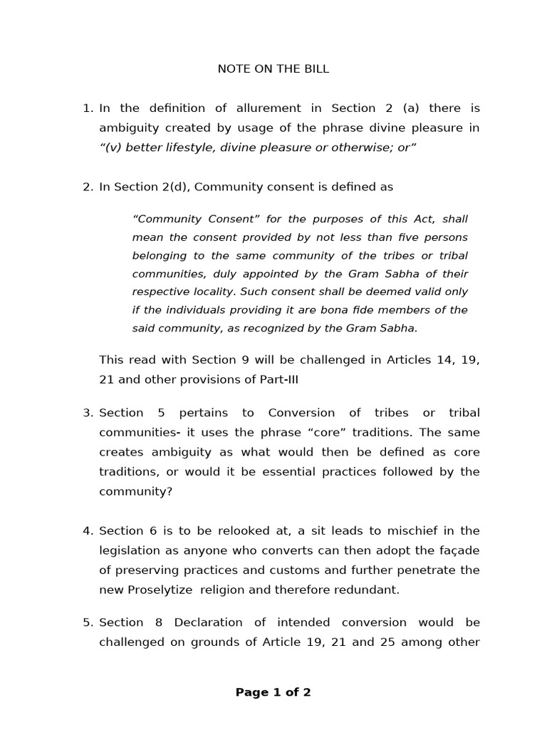 Note On The Bill | PDF