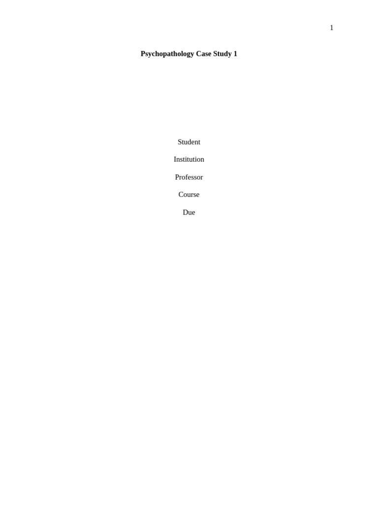 Psychopathology Case Study 1.edited | PDF | Tourette Syndrome ...