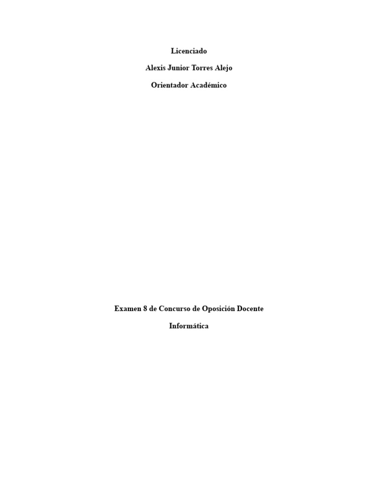 Examen 8 de Informática Concurso de Oposición Docente | PDF | Enseñando ...