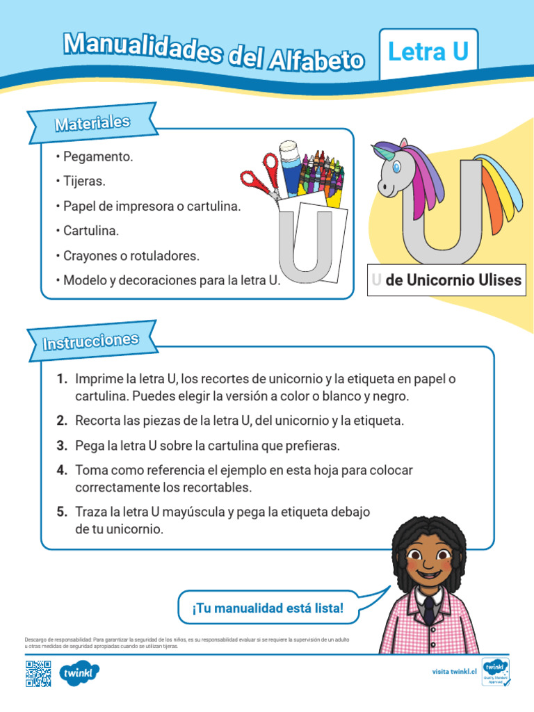 Manualidad Letra U: Unicornio Ulises | PDF