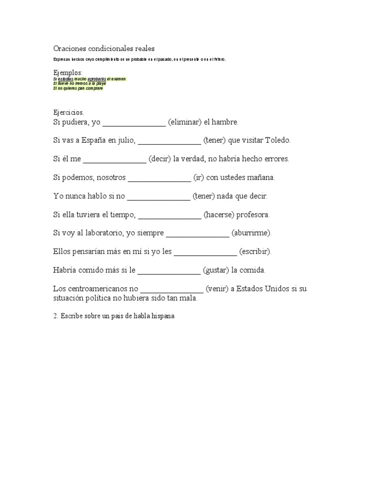 Oraciones Condicionales Reales | PDF