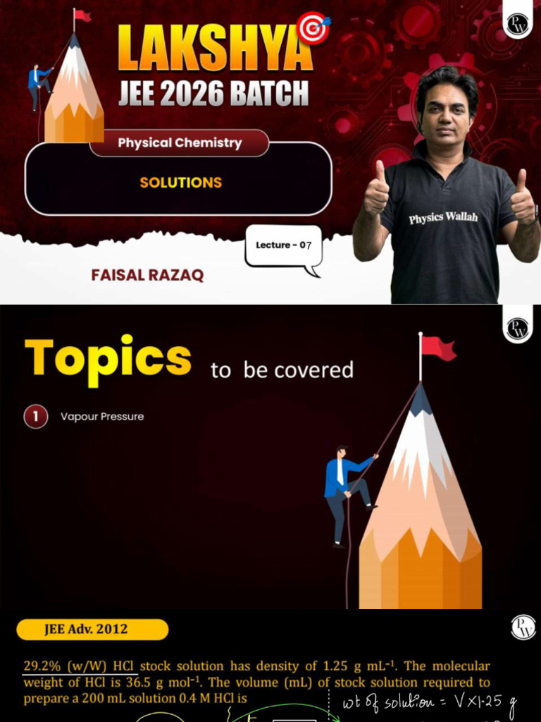 Solutions 07 - Class Notes - Lakshya JEE 2026 | PDF